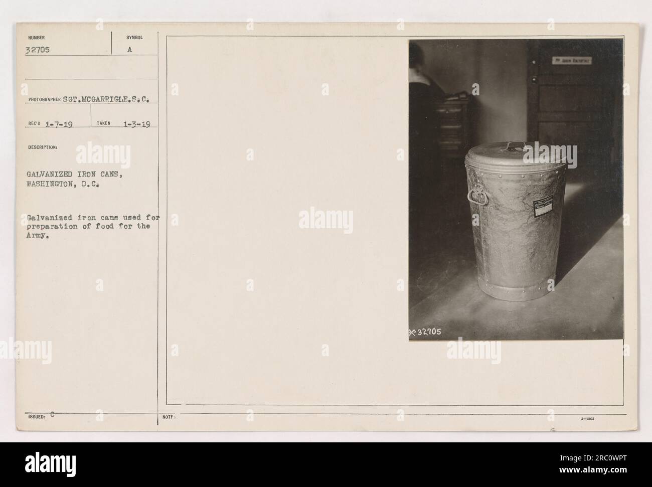 Galvanized iron cans used for food preparation for the Army in ...