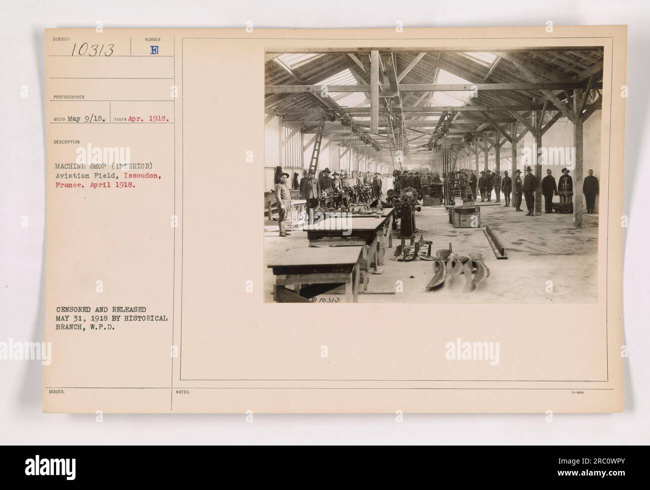 The above image shows the interior of a machine shop at the Aviation Field in Issoudun, France ...