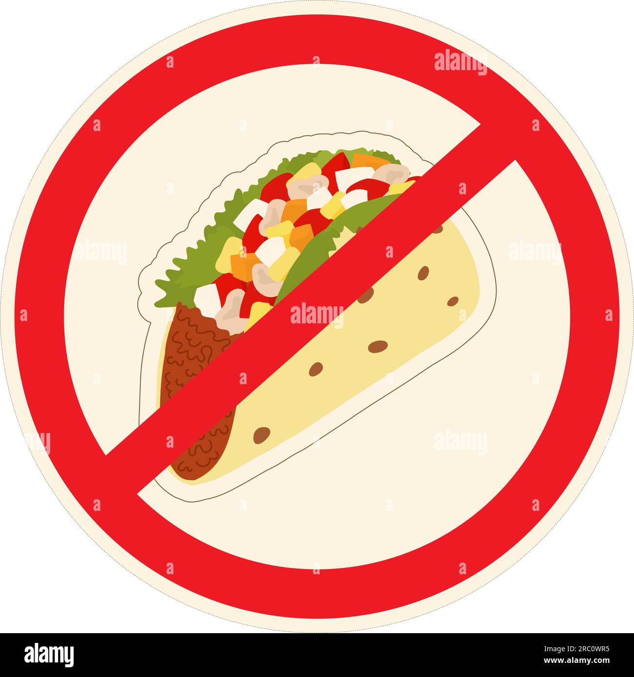 Sticker of Mexican food tacos under the ban thing in trendy hues. Latin ...