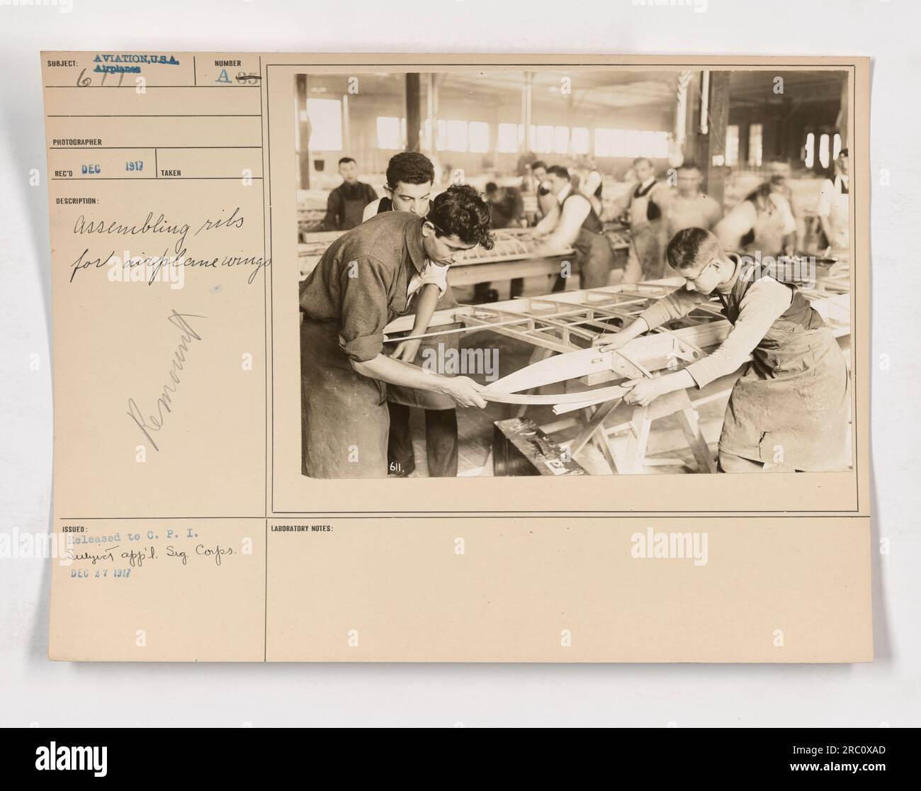 Image depicting the process of assembling ribs for the wings of an ...