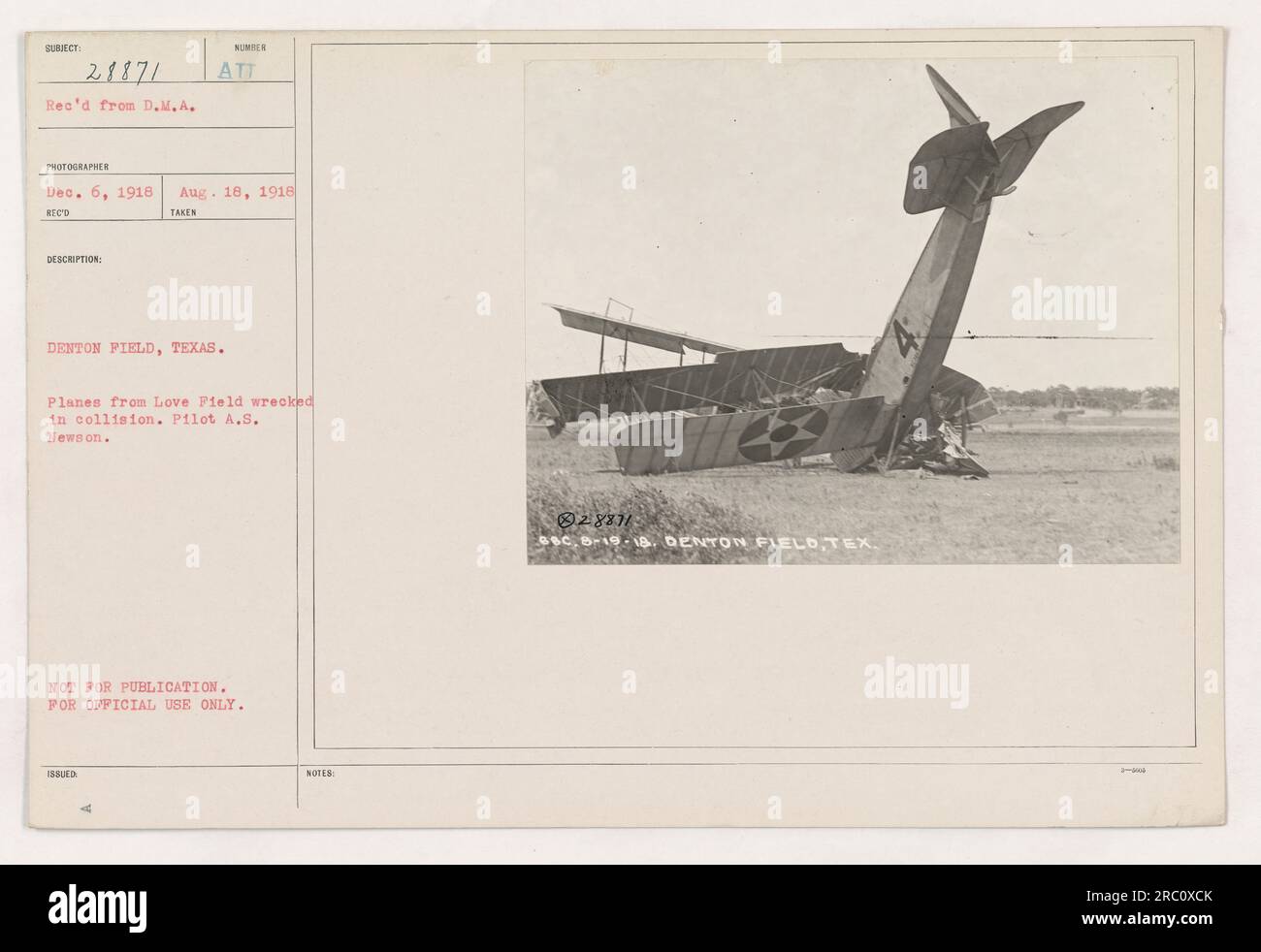 Image Caption: A photograph taken at Denton Field, Texas on August 18 ...