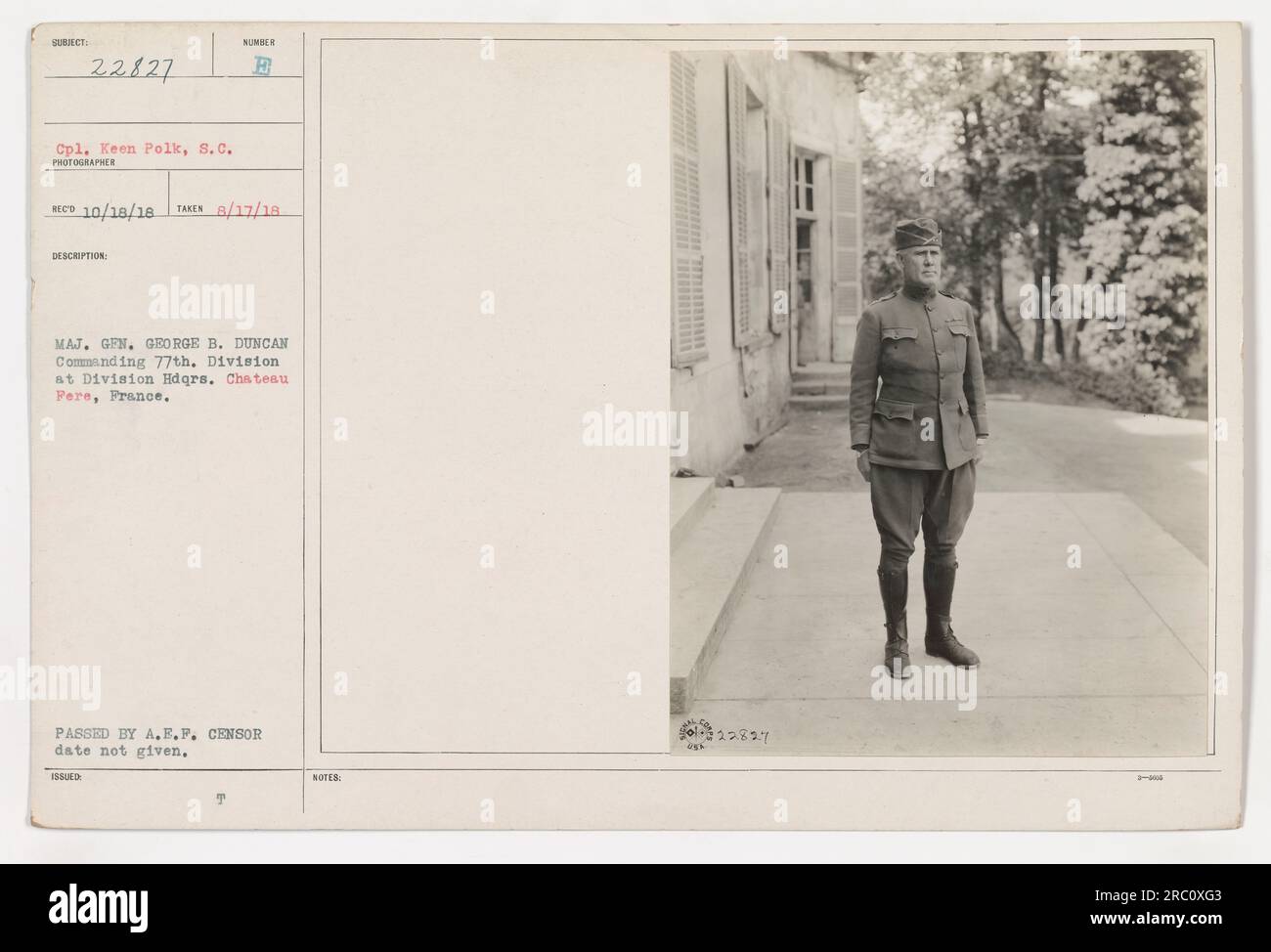 Maj gen george b duncan hi-res stock photography and images - Alamy