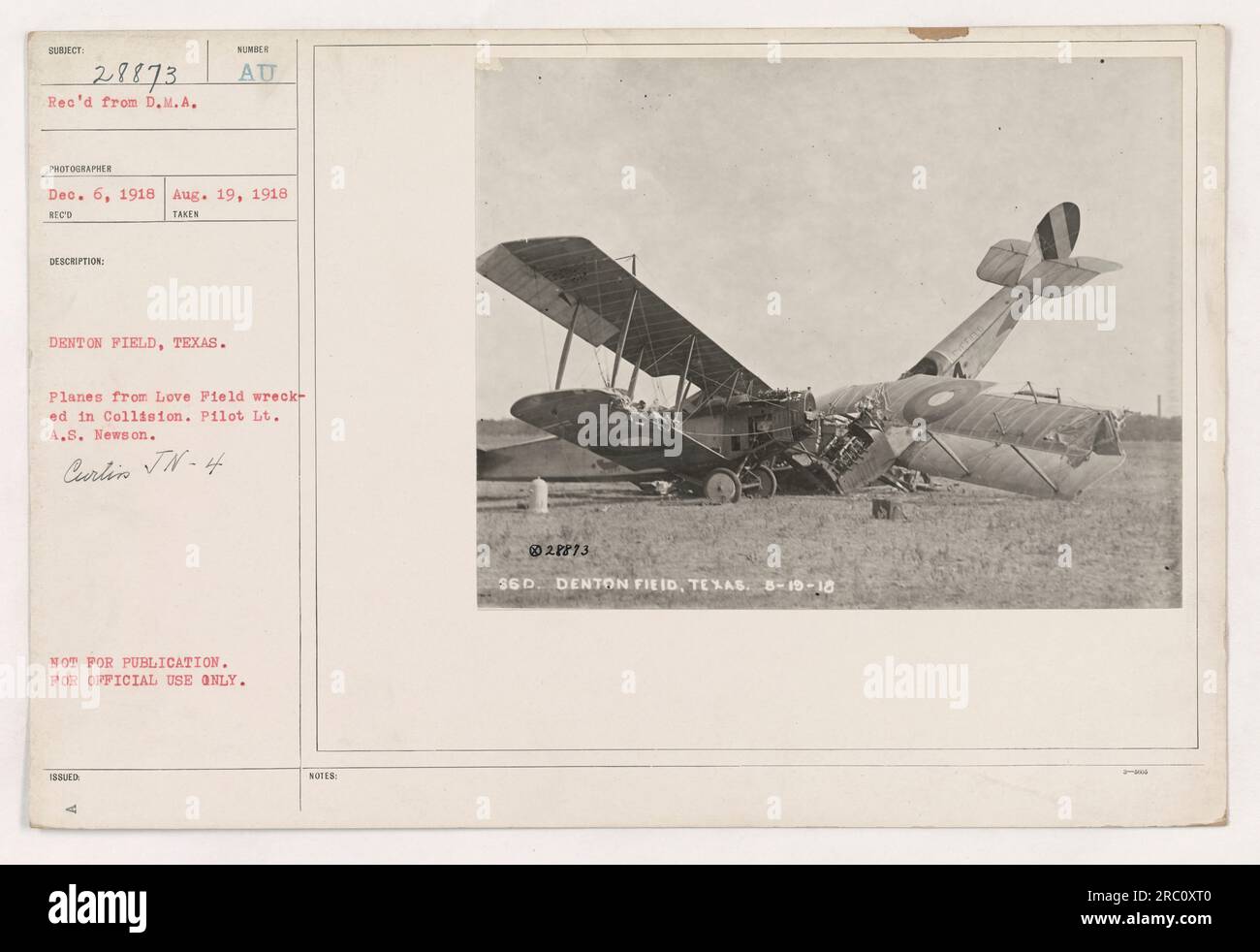"Factual: Image captured at Denton Field, Texas on August 10, 1918. It ...
