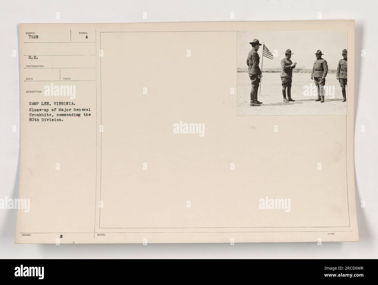 Close-up image of Major General Cronkhite, commander of the 80th ...