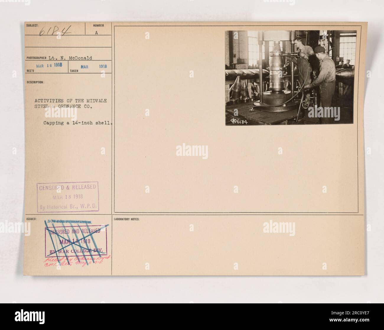 Image 111-SC-6184 shows the manufacturing process of big shells during ...