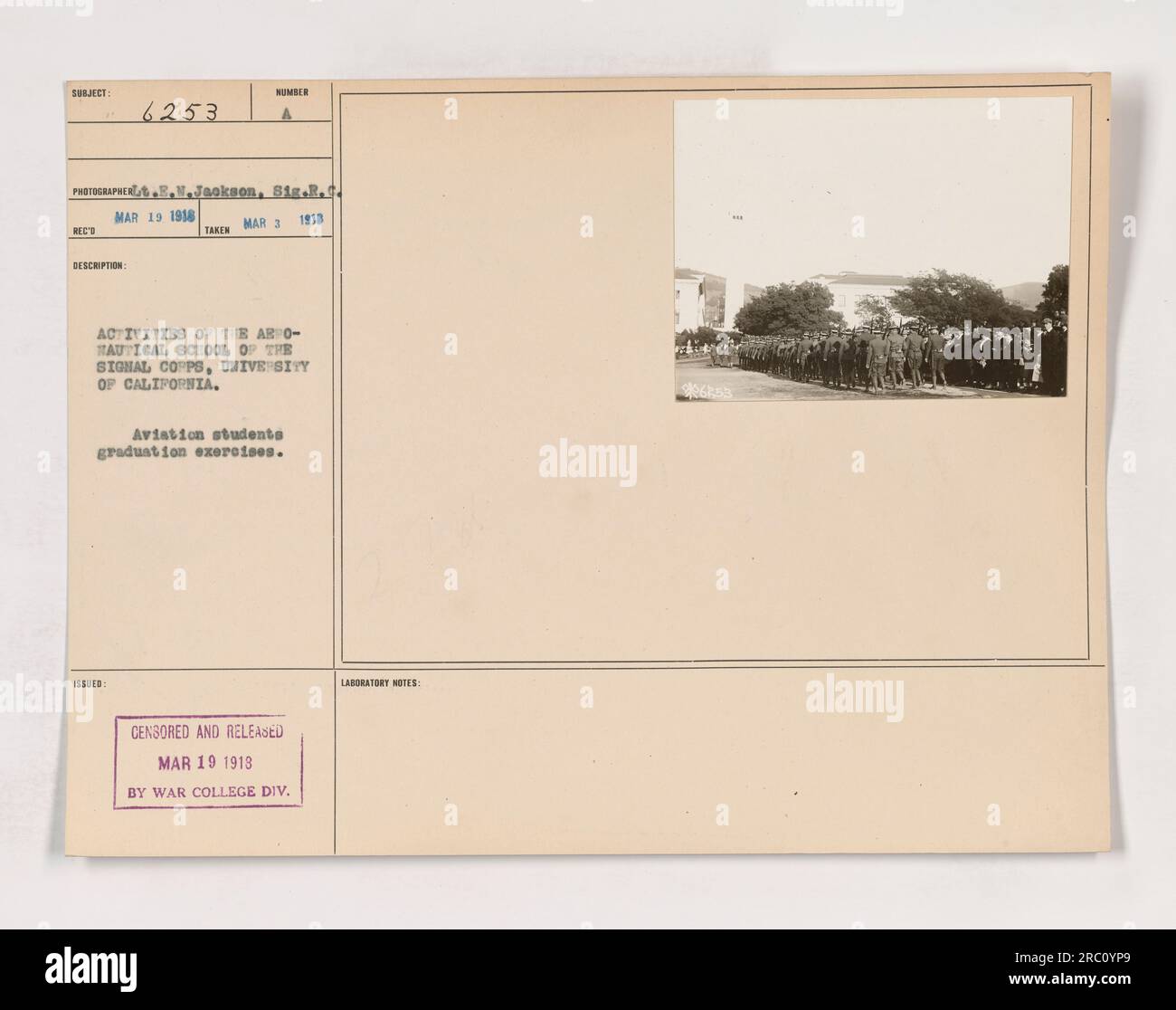 Aviation students from the Aeronautical School of the Signal Corps at ...