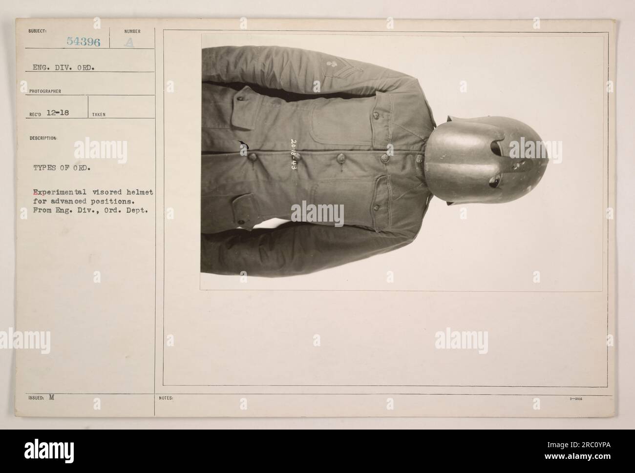 Experimental visored helmet used in advanced positions by the ...