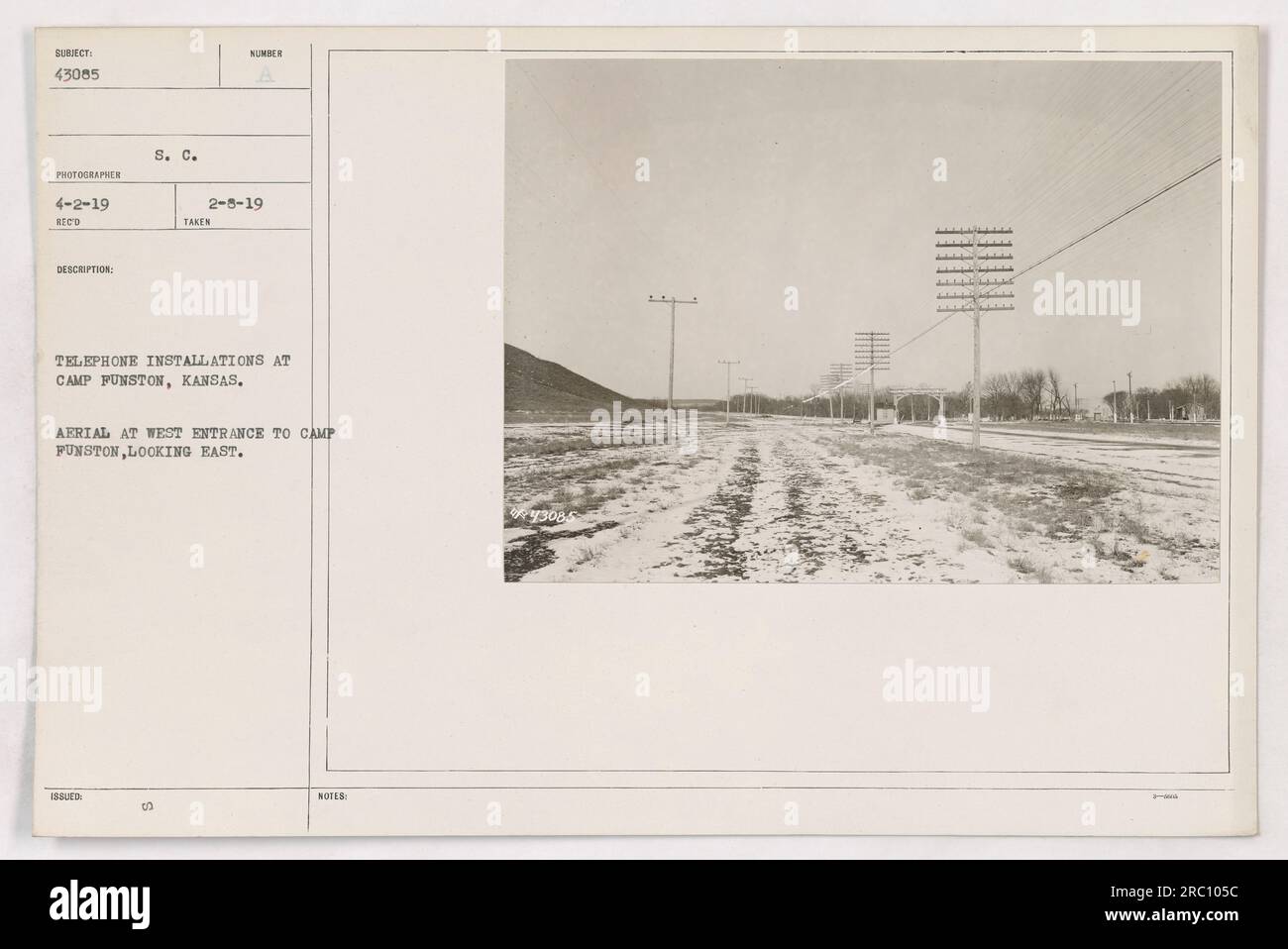 Telephone installations at Camp Funston, Kansas. Aerial photograph ...