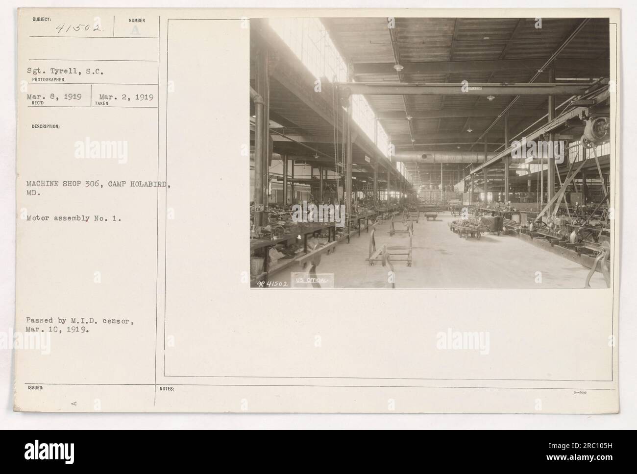 Sgt. Tyrell working in the machine shop at Camp Holabird, MD, on March ...