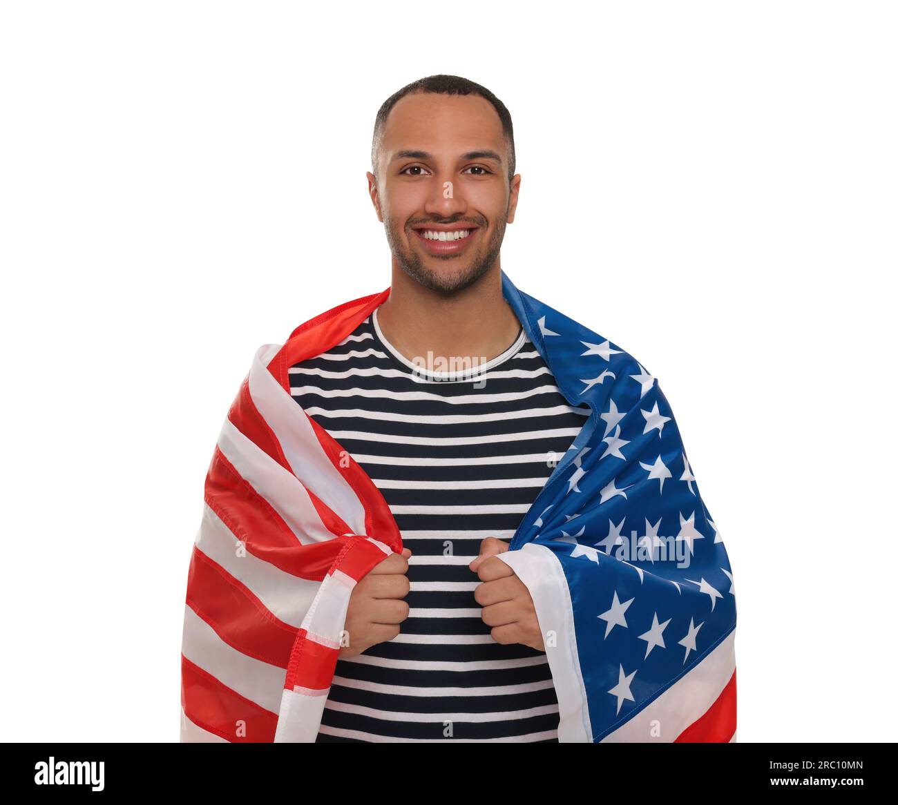 4th of July - Independence Day of USA. Happy man with American flag on ...