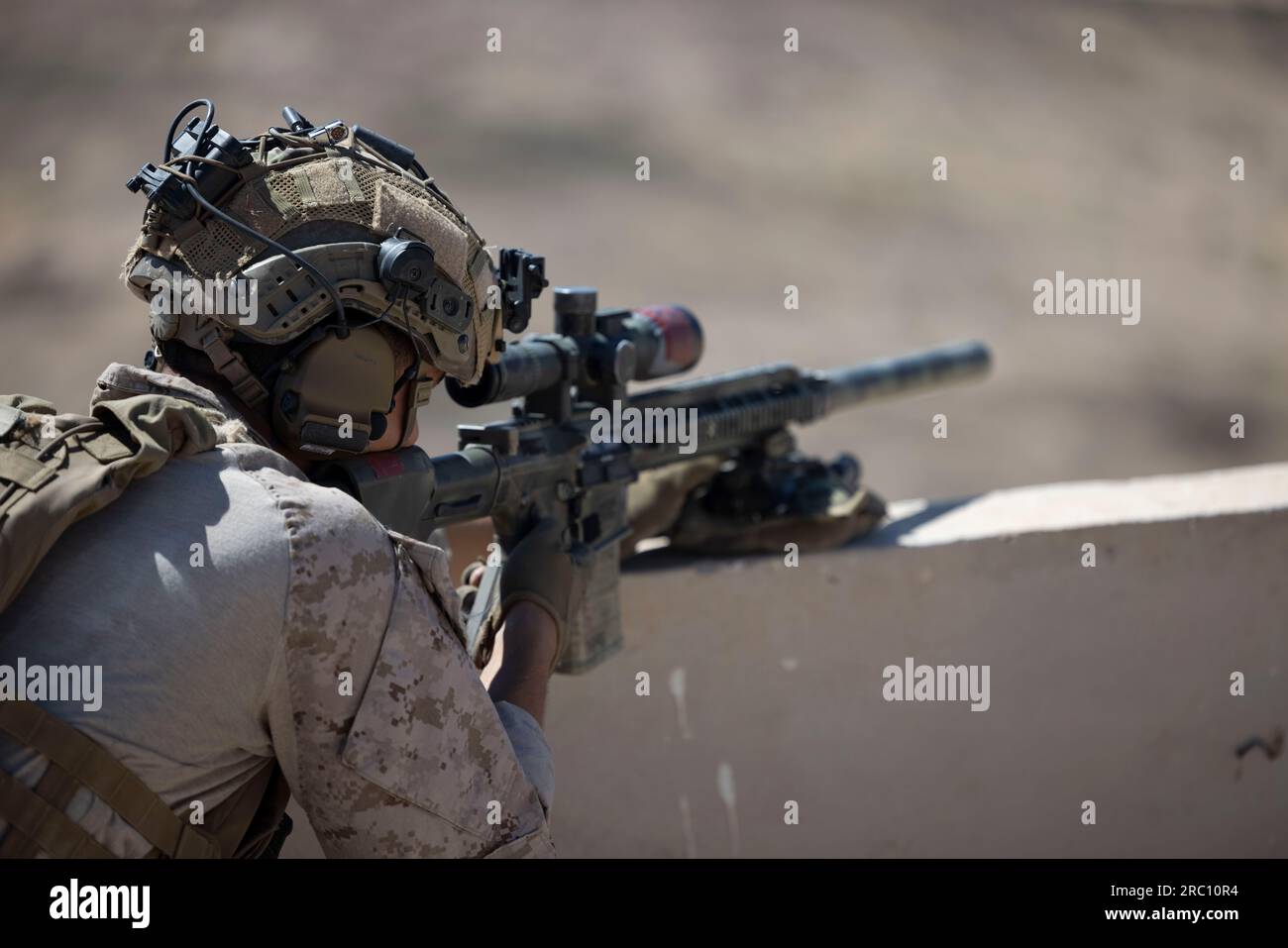 A U.S. Marine with Wraith 2 scout sniper team, 2nd Battalion, 5th ...