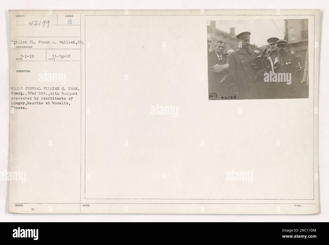 Sgt. 1st Class Frank A. Wallock took this photograph on March 1, 1919 ...