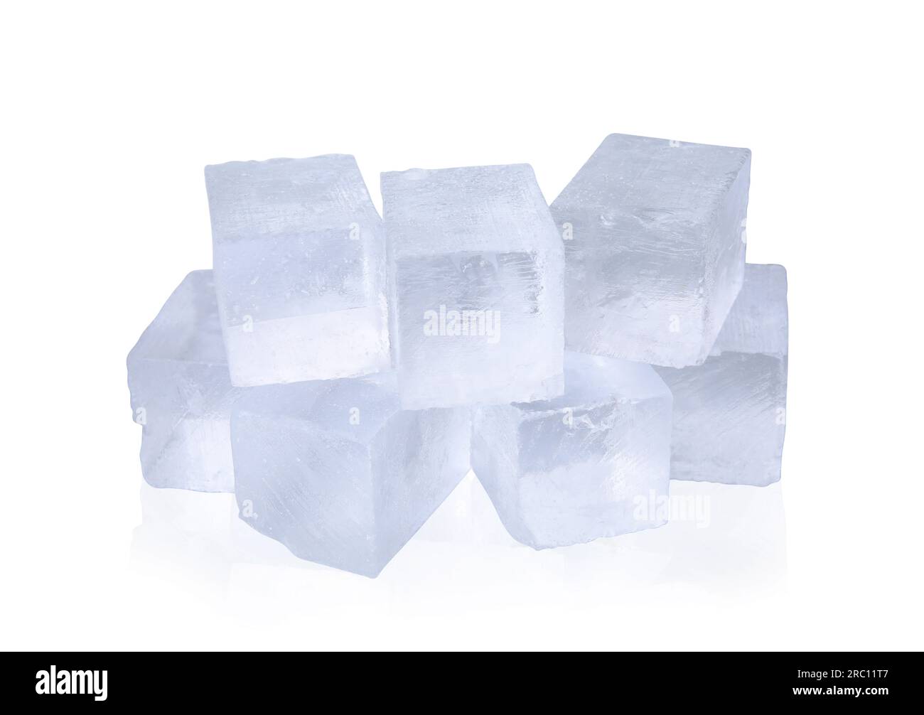 Many clear ice cubes isolated on white Stock Photo - Alamy