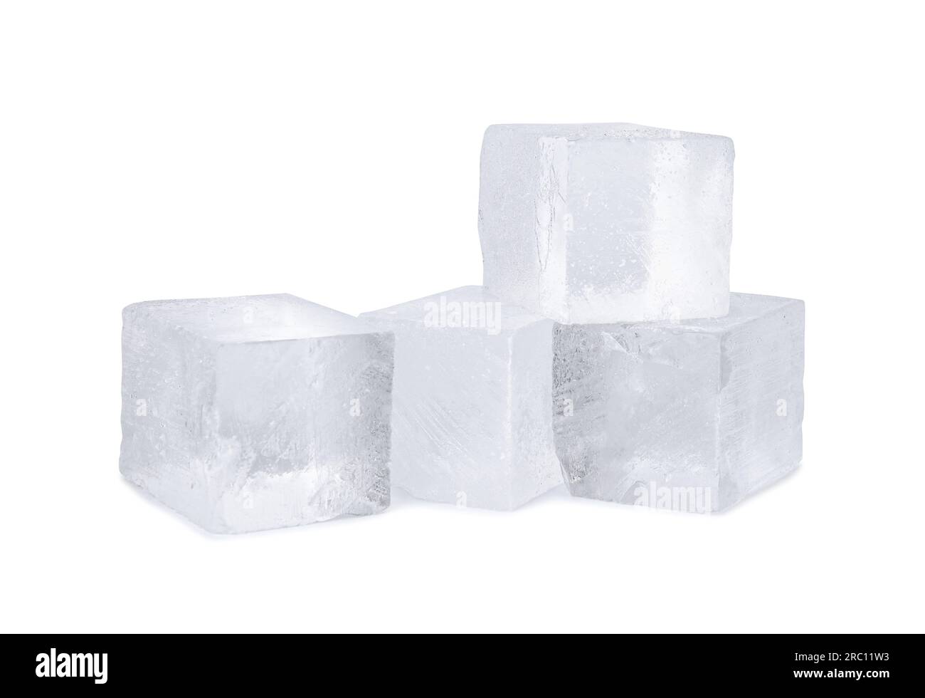 Many clear ice cubes isolated on white Stock Photo - Alamy