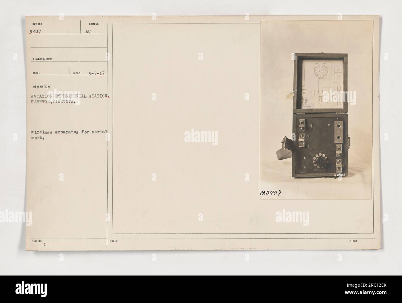 "Photograph taken on September 7, 1917 at the Aviation Experiment ...