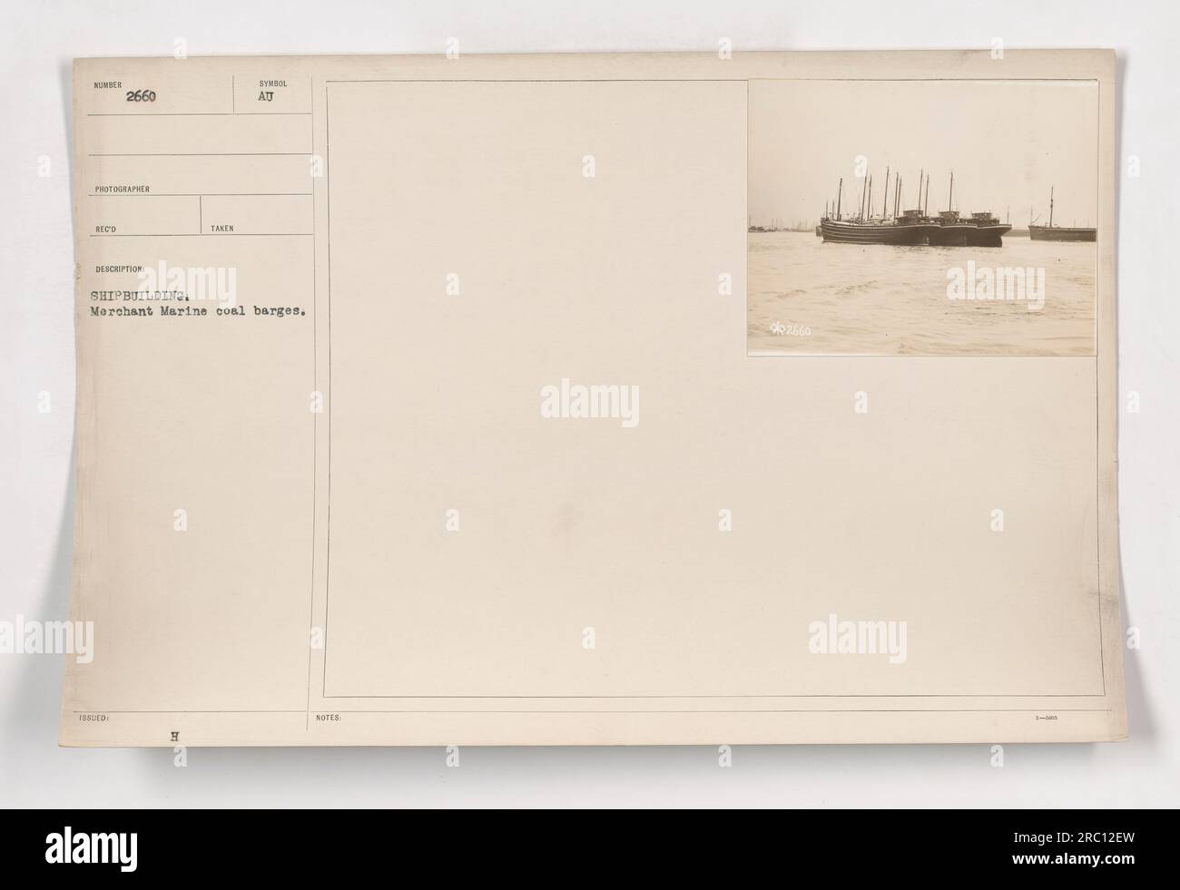 Merchant Marine coal barges being constructed during World War I. The ...