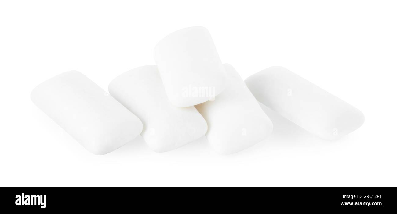 Pile of tasty chewing gums on white background Stock Photo - Alamy