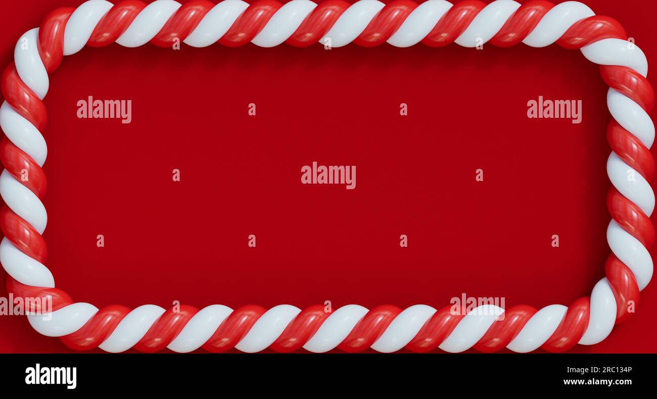 Christmas candy cane red and white striped frame. Festive striped candy ...