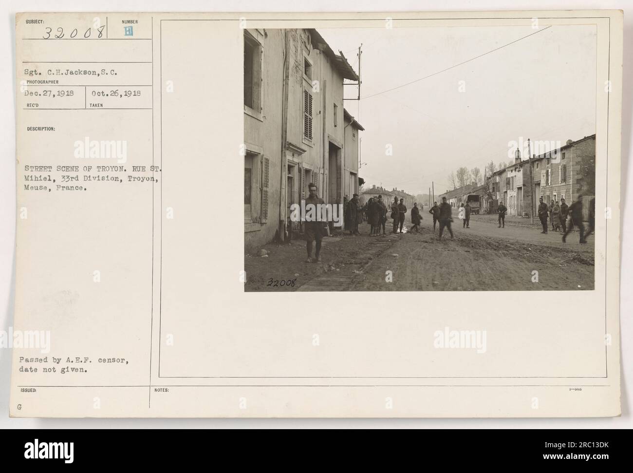 Image of a street scene in Troyon, Meuse, France during World War One ...