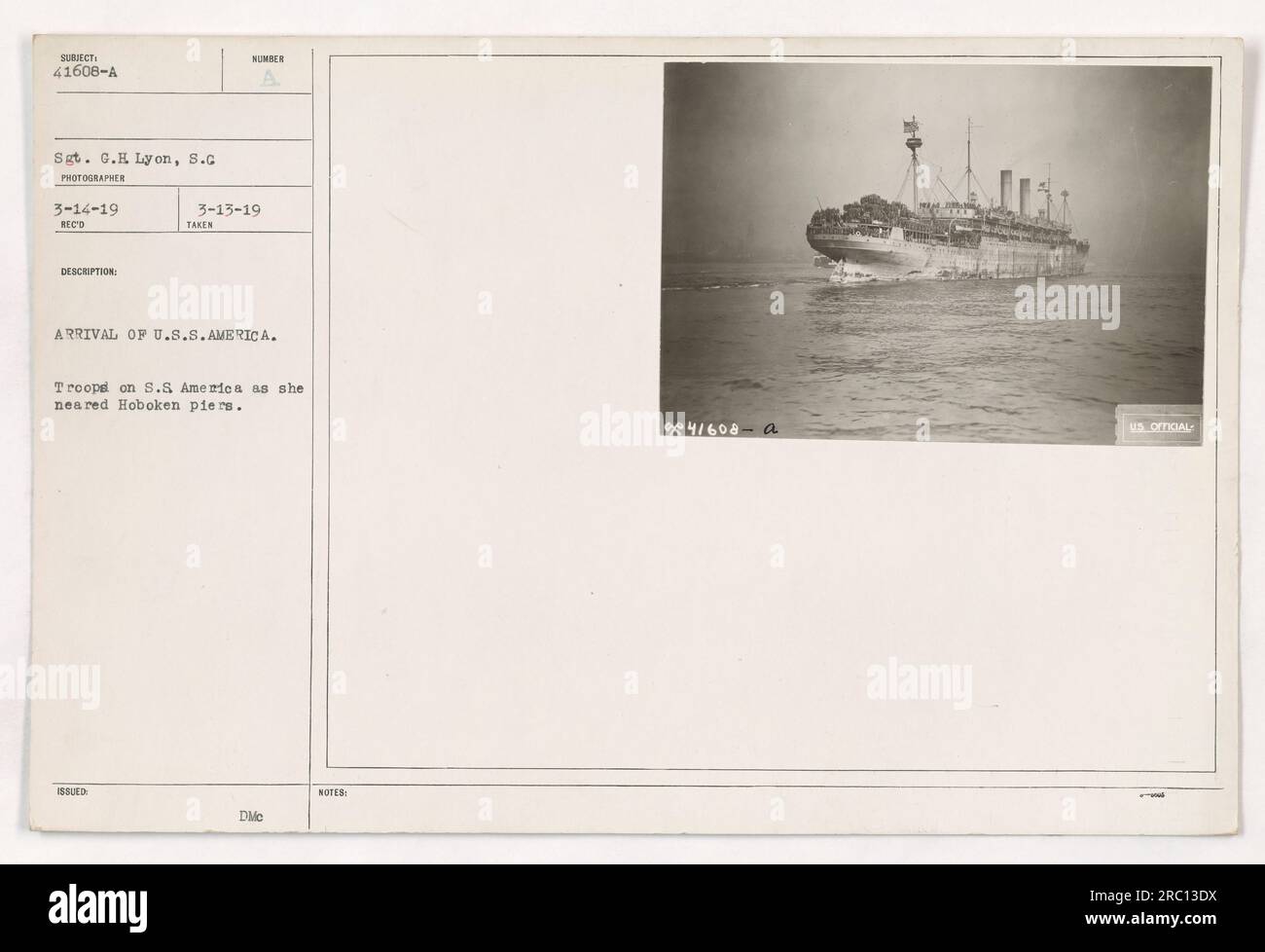 Troops on board the S.S. America as the ship approaches Hoboken piers ...