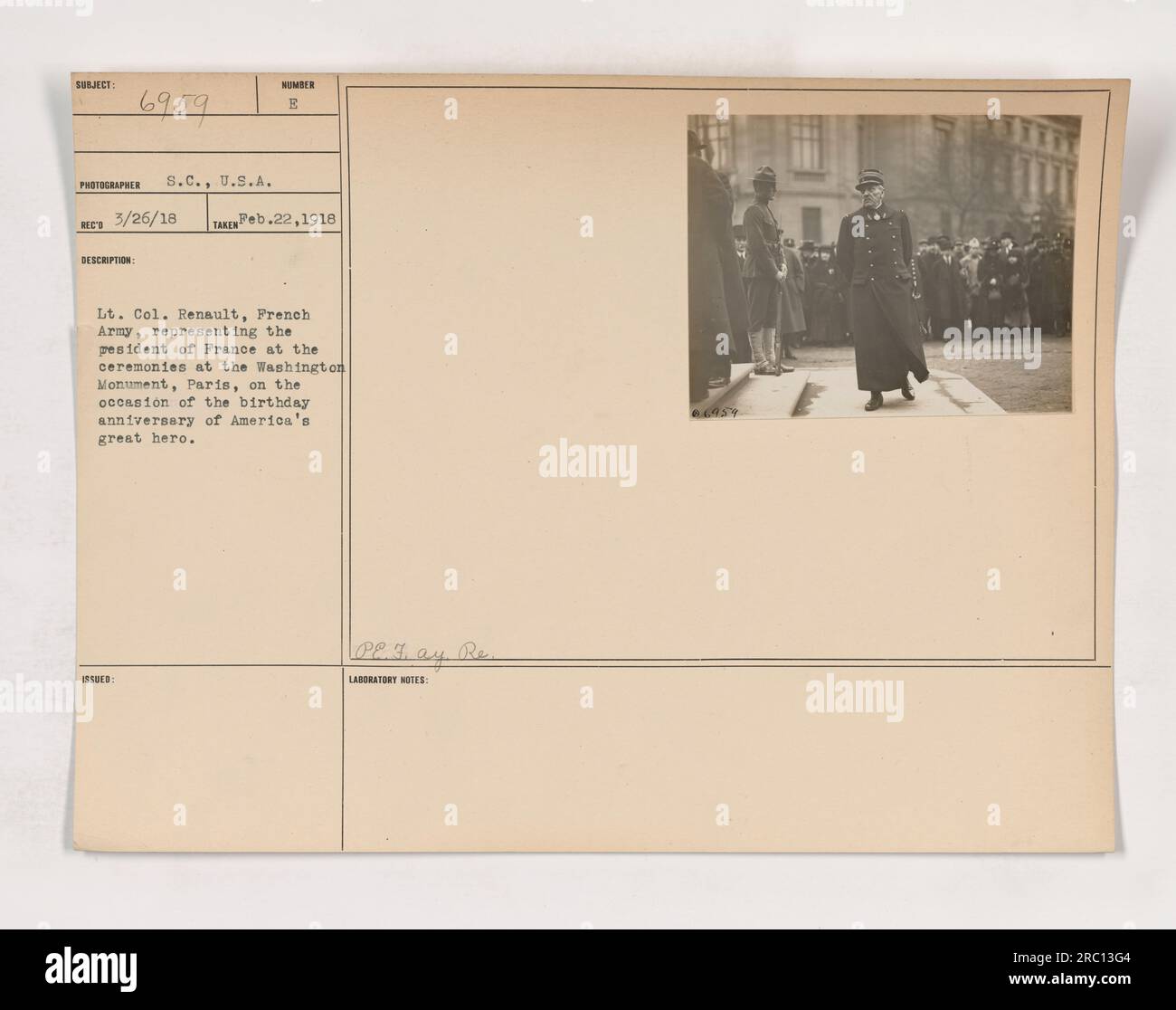 Lieutenant Colonel Renault of the French Army represents the President ...