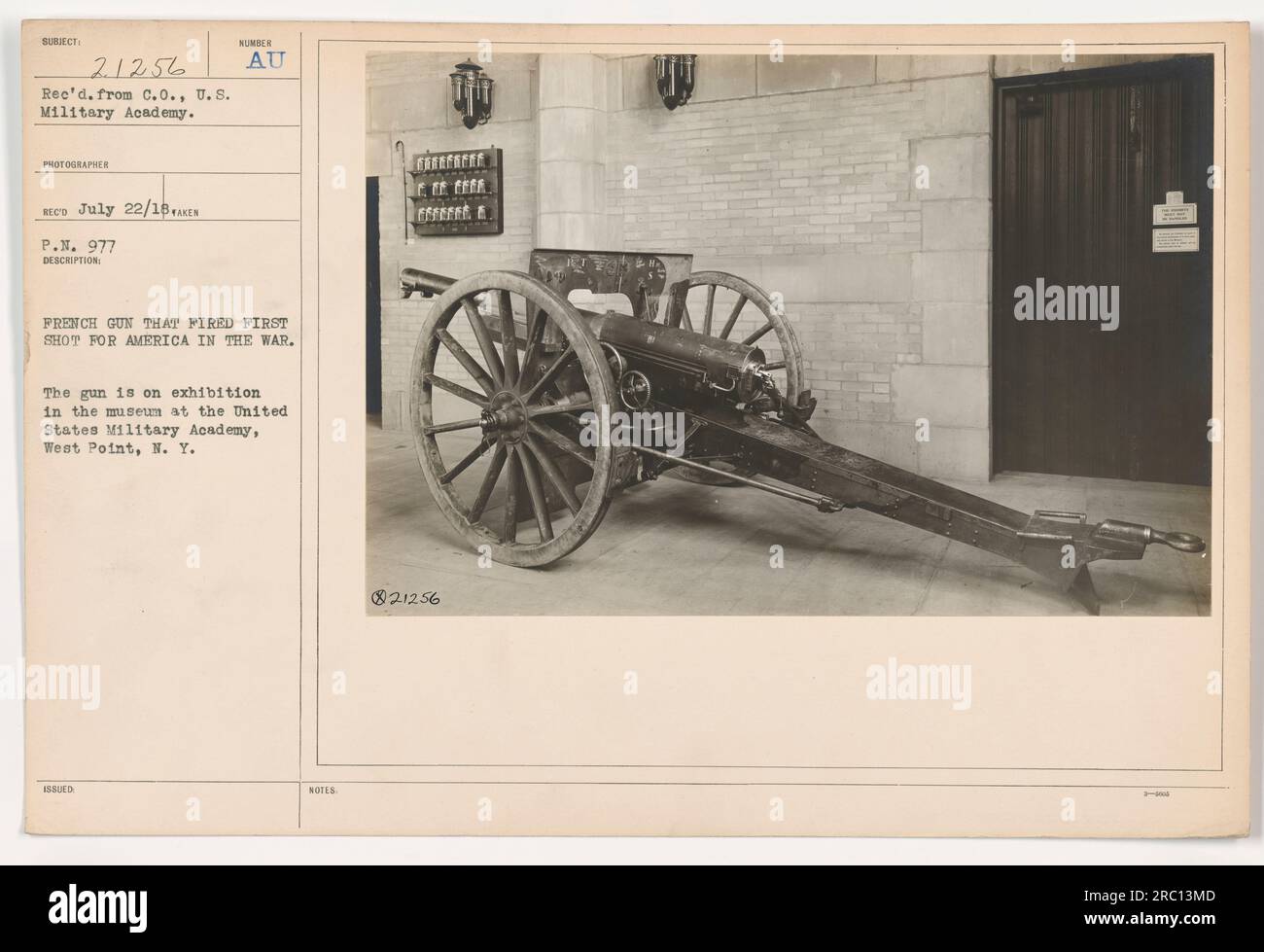 The image shows the French gun from World War I that fired the first ...