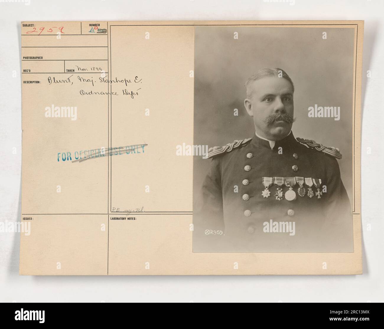 Image 111-SC-2959 is a photograph of Major Stanhope E. Blunt from the ...
