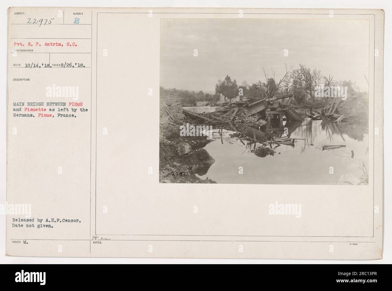 Main bridge between Pisme and Flamette in Fisme, France. The bridge was ...