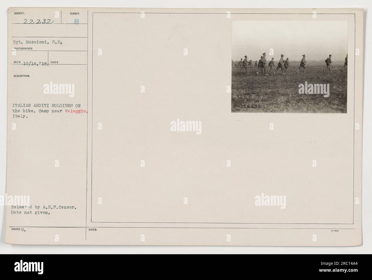 Italian Arditi soldiers on a hike near Veleggio, Italy. The photograph ...