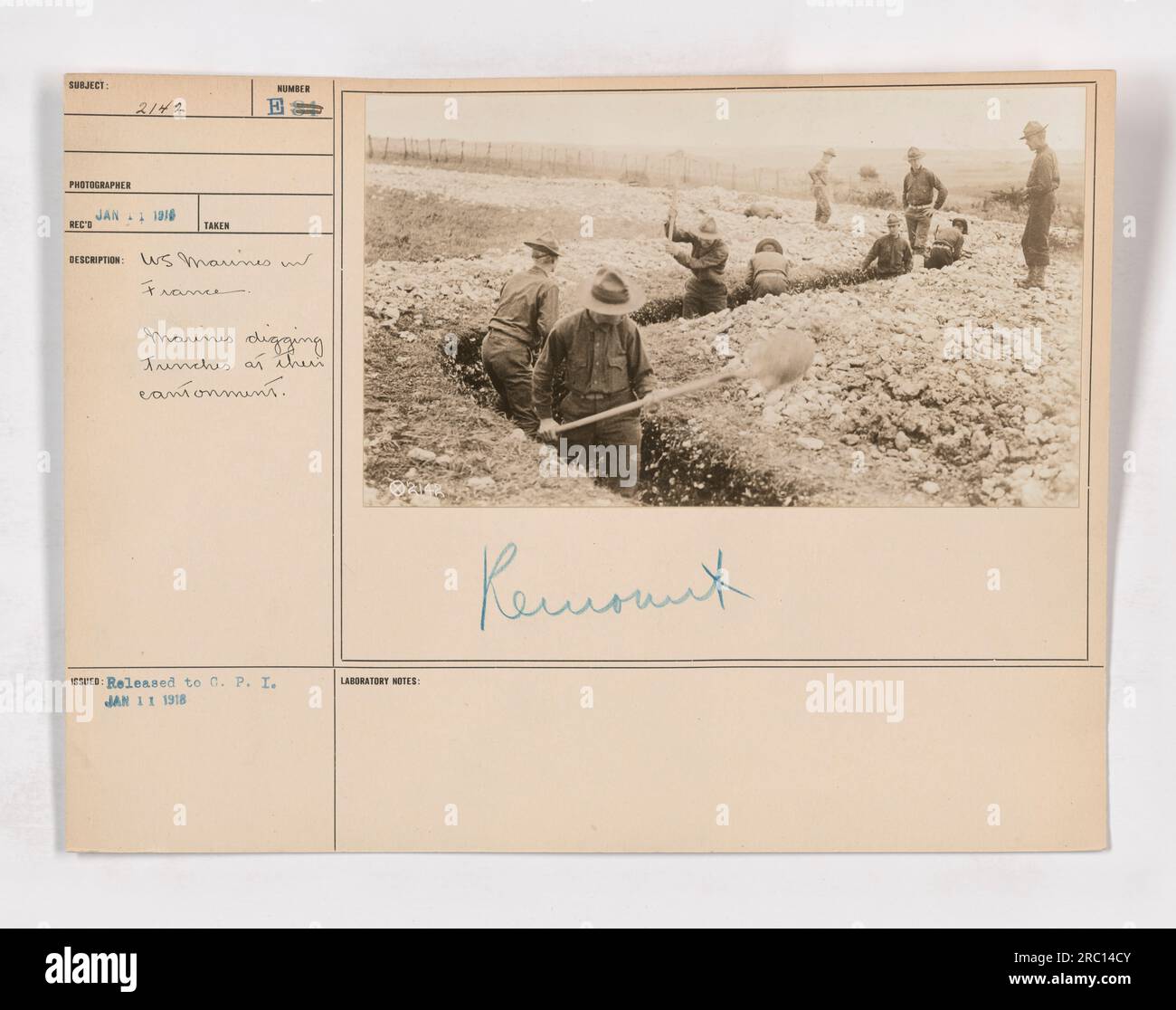 United States Marines stationed in France during World War I are seen ...