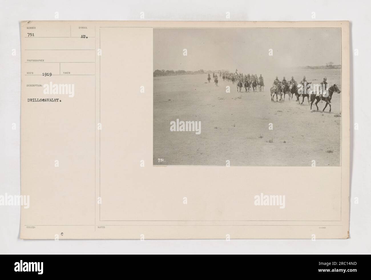 Cavalry soldiers undergoing drills during a military exercise in 1919. The photograph, taken by ...