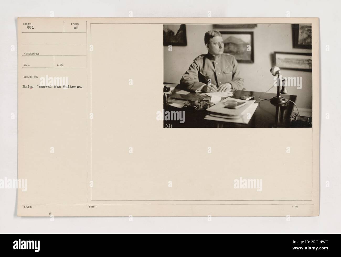 Brigadier General C. Mac Saltzman of the Signal Corps during World War ...