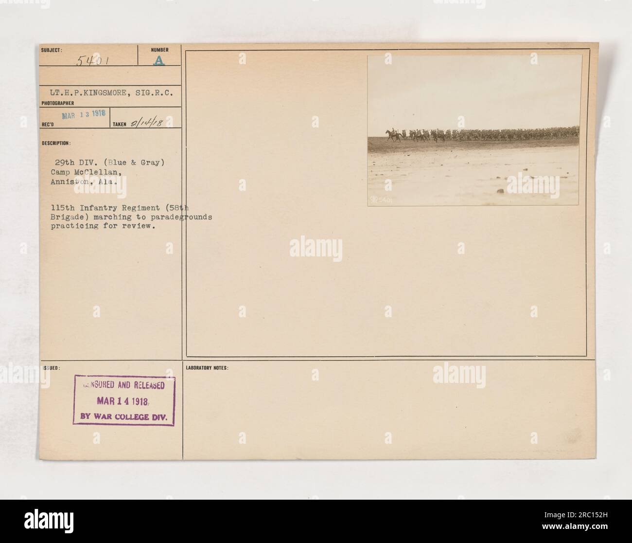 Photographer Lt. H.P. Kingsmore captured the image on February 14, 1918 ...