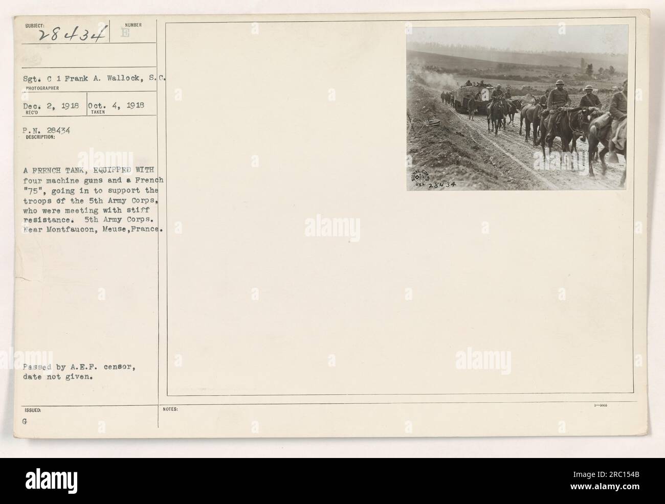 A French tank equipped with four machine guns and a French "75 ...