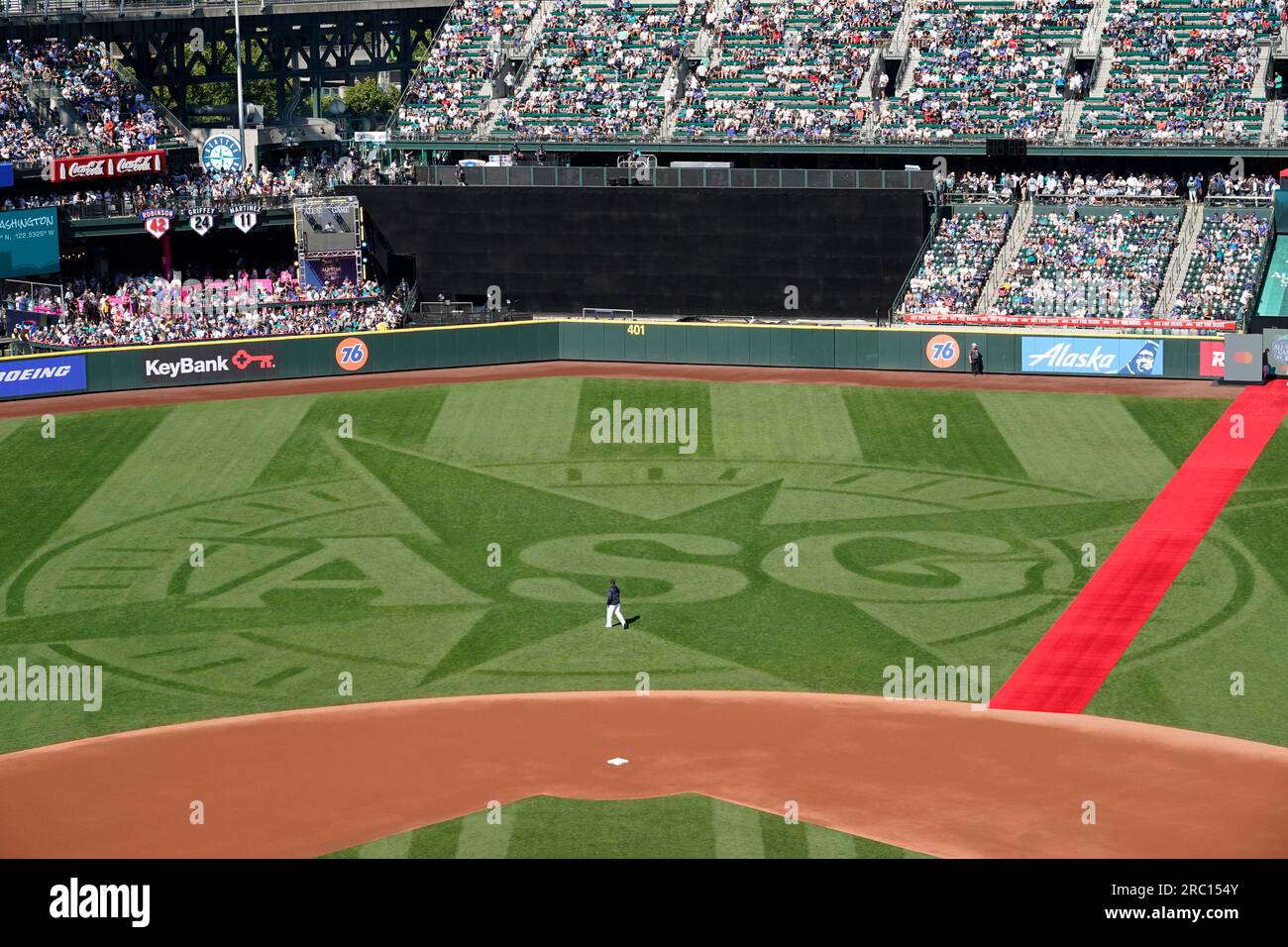 The All Star Game logo is seen on the field at T-Mobile Park before the ...