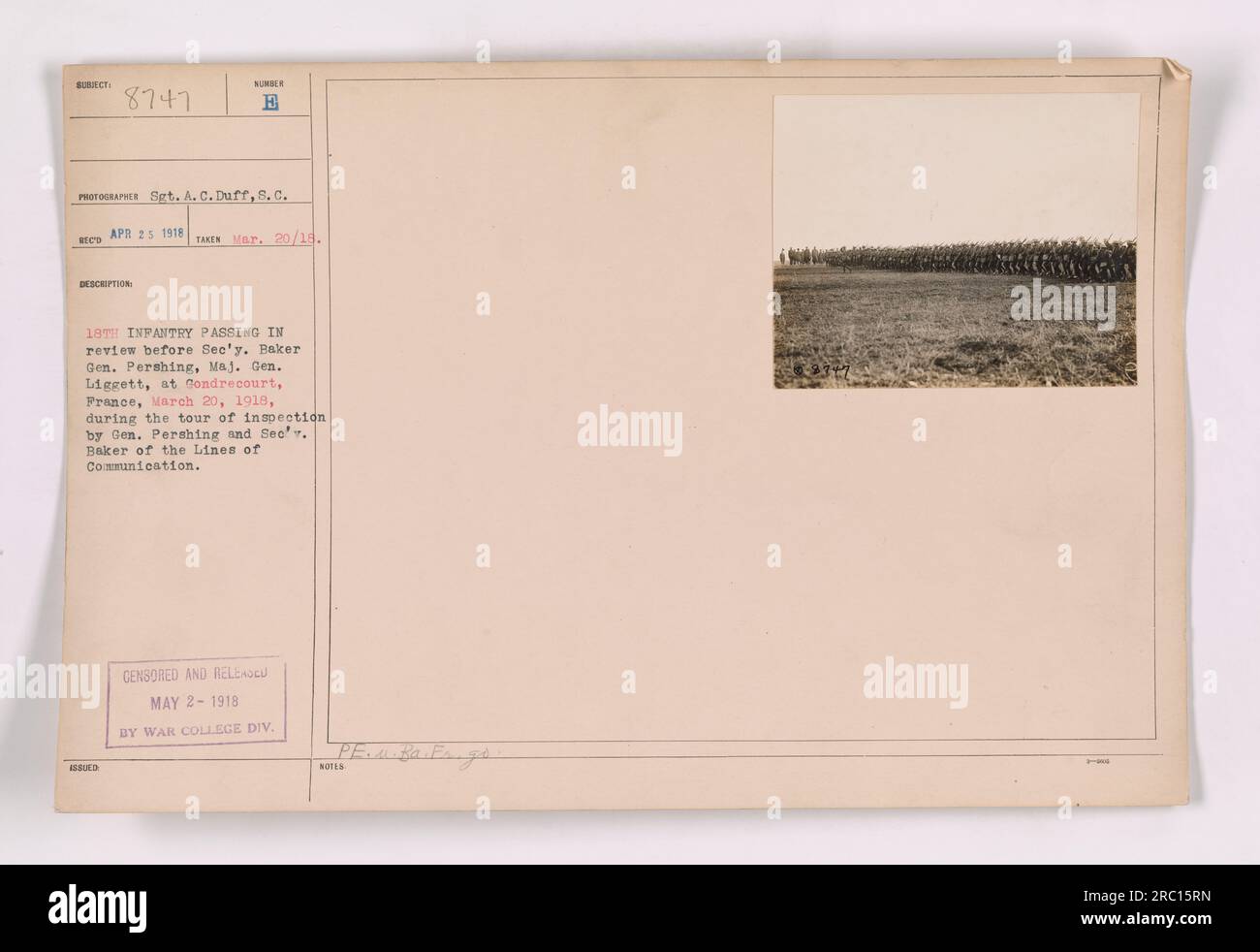 The image shows the 18th Infantry passing in review before Secretary ...