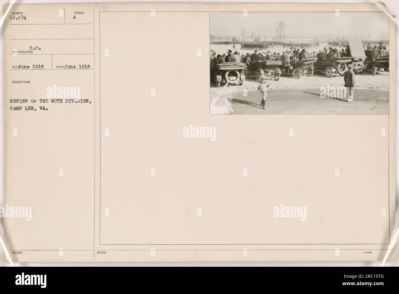 Soldiers from the 80th Division conducting a review at Camp Lee ...