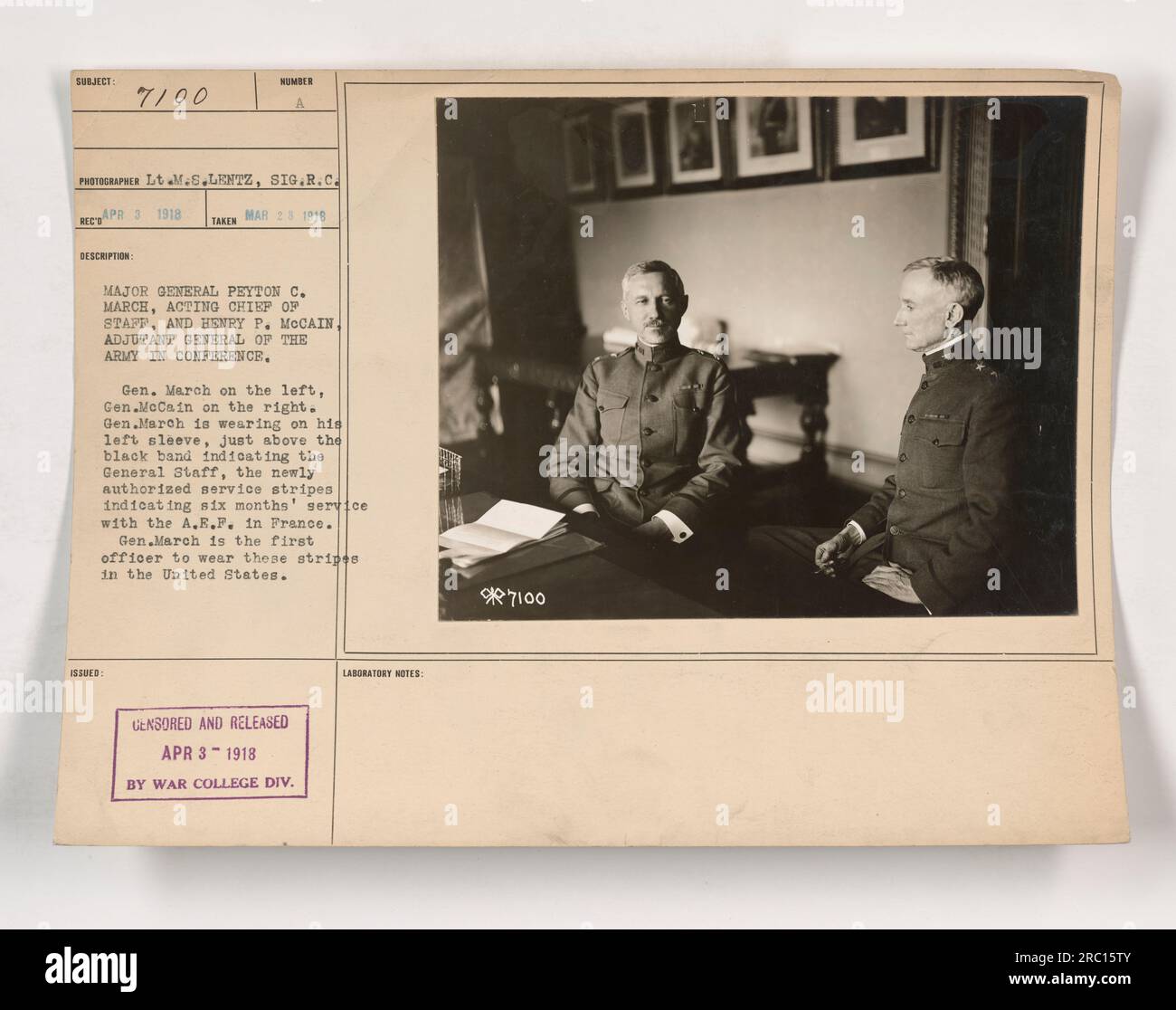 Major General Peyton C. March, acting Chief of Staff, and Henry P ...