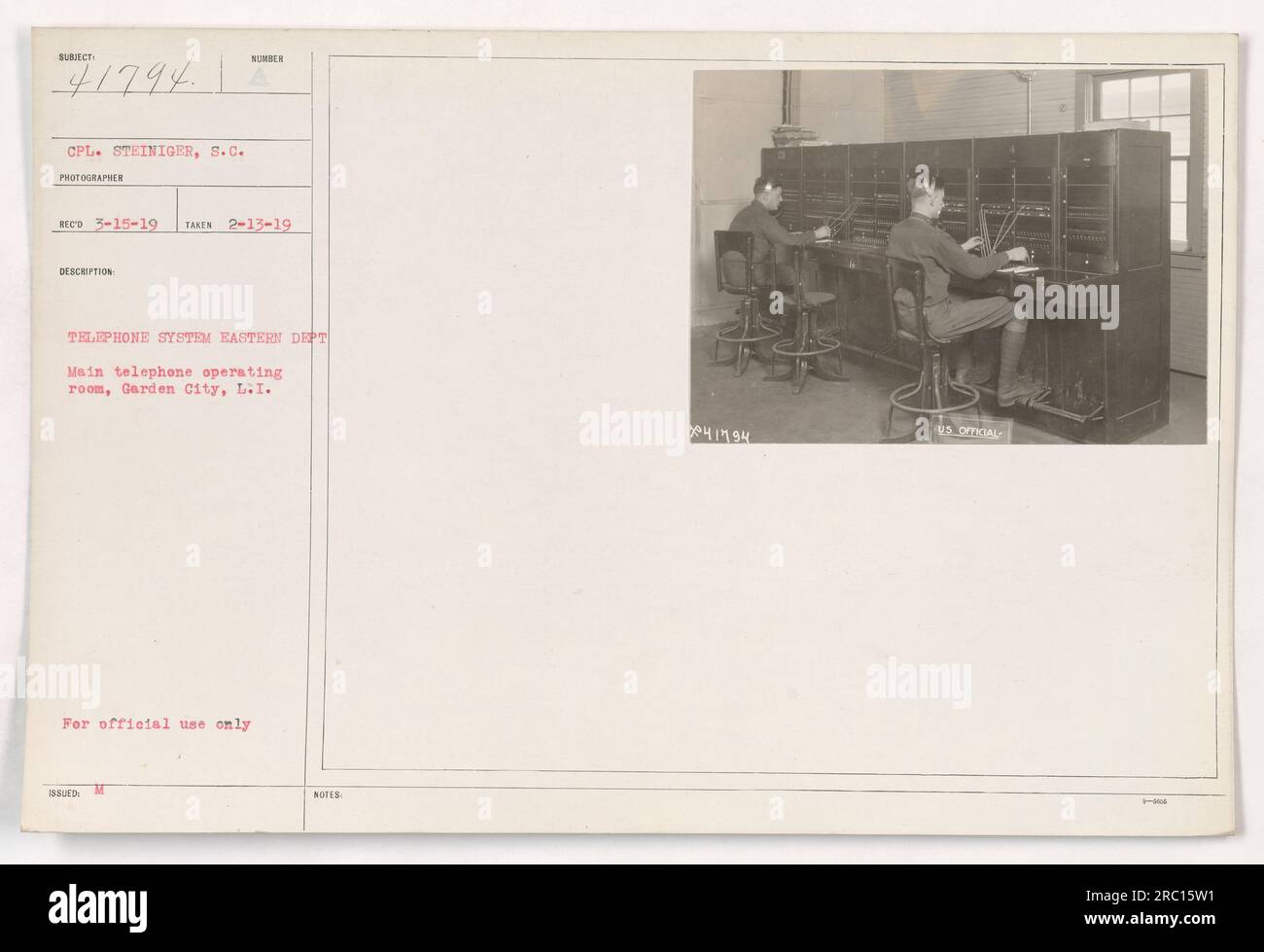 Cpl. Steiniger is pictured here in the main telephone operating room at ...