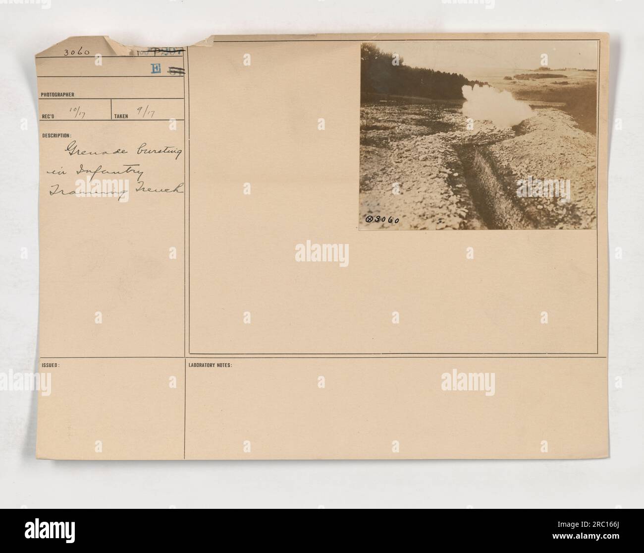 An image showing a grenade bursting in an infantry training trench ...