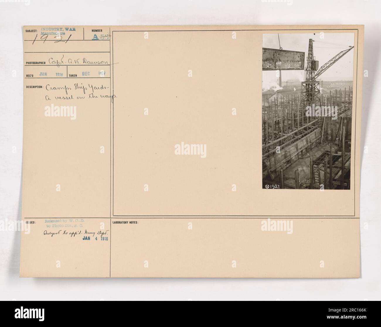 "Cramp's Shipbuilding Yards in 1921, showing vessels on the ways. This ...