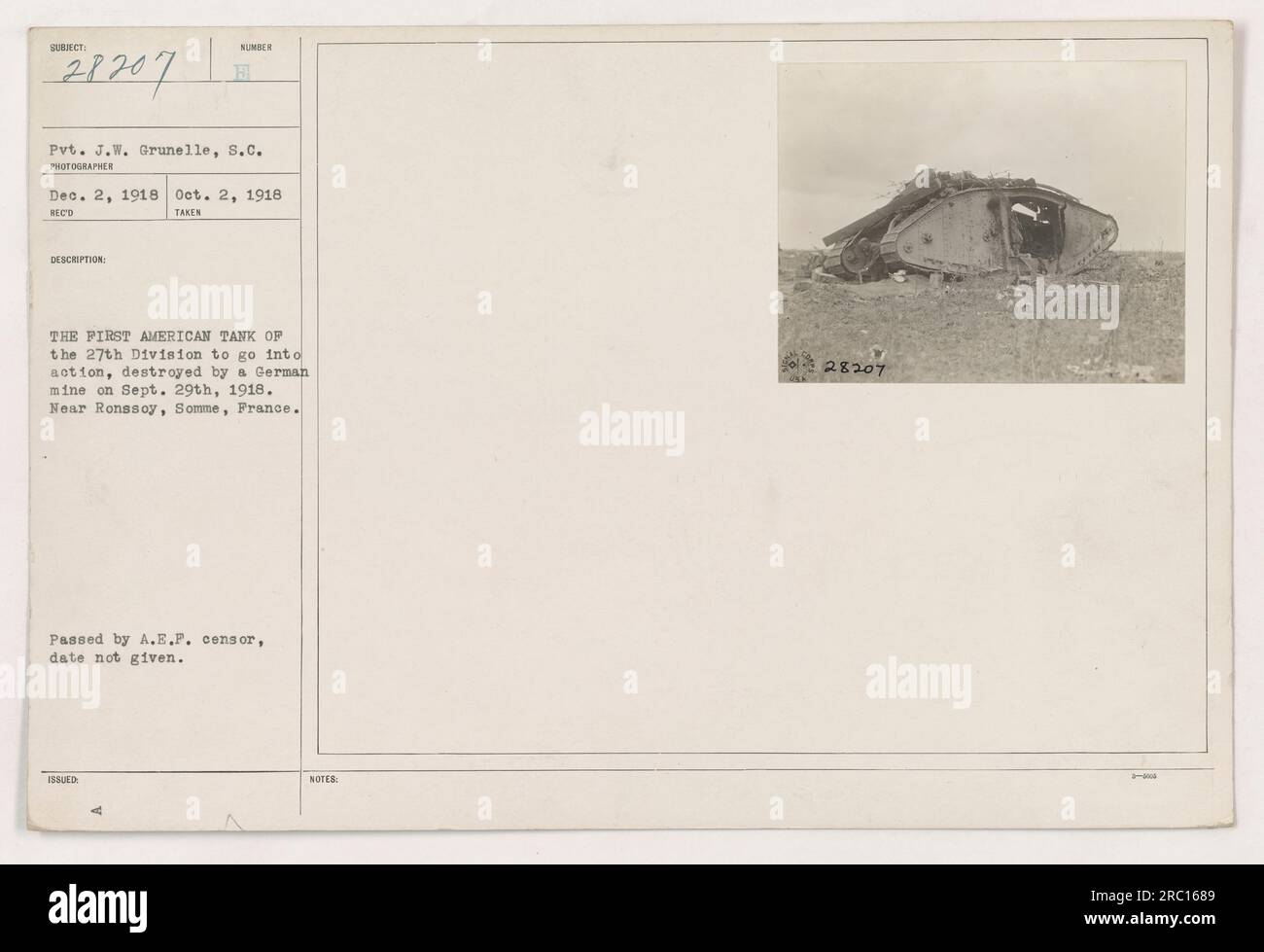 Pvt. J.W. Grunelle of the Signal Corps captured this photograph on ...