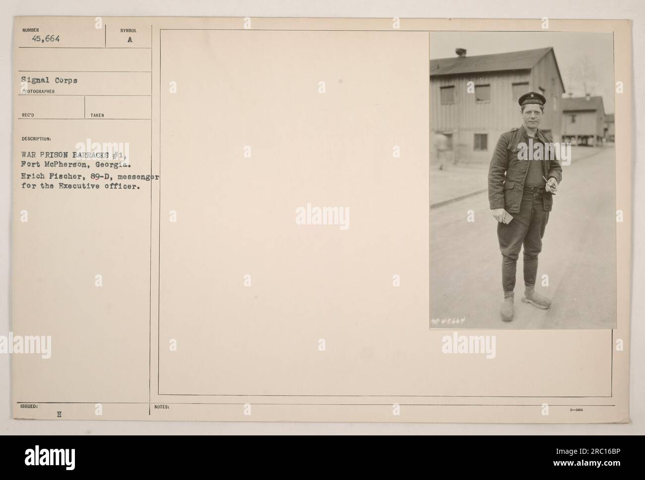 War Prison Barracks #1 at Fort McPherson, Georgia. The photo shows ...
