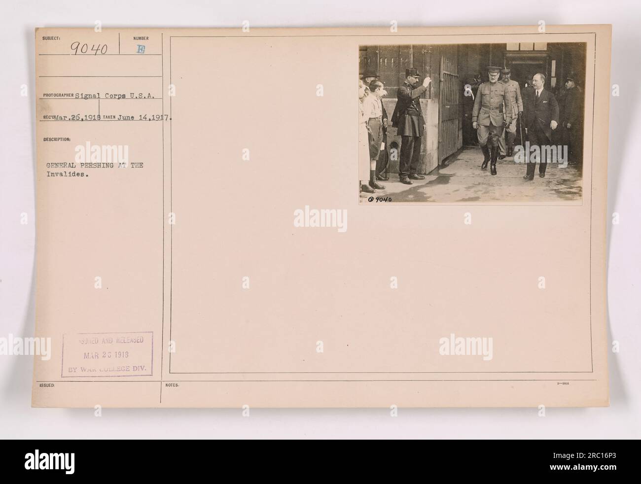 General Pershing visiting the Invalides during World War One. The ...