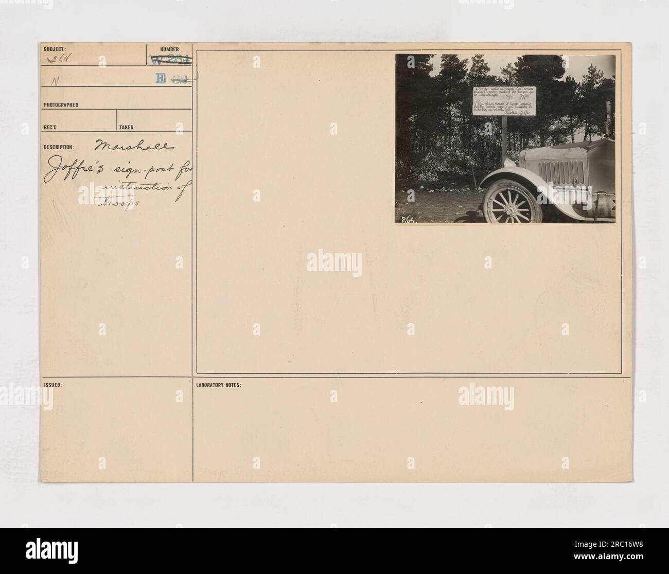 Marshall Joffre's sign-post indicating instructions for troops during ...
