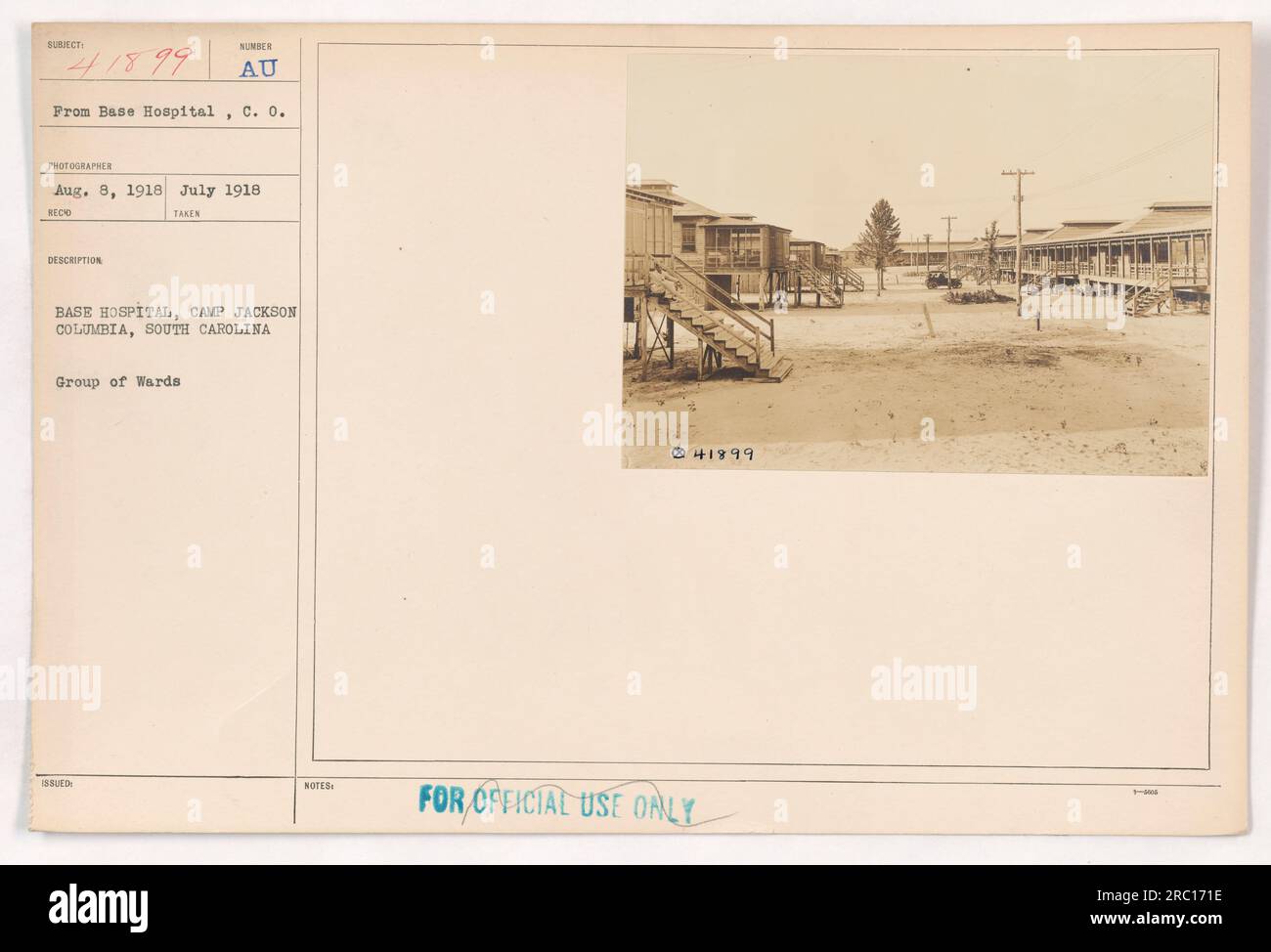 Image shows a group of wards at Base Hospital, Camp Jackson, Columbia ...