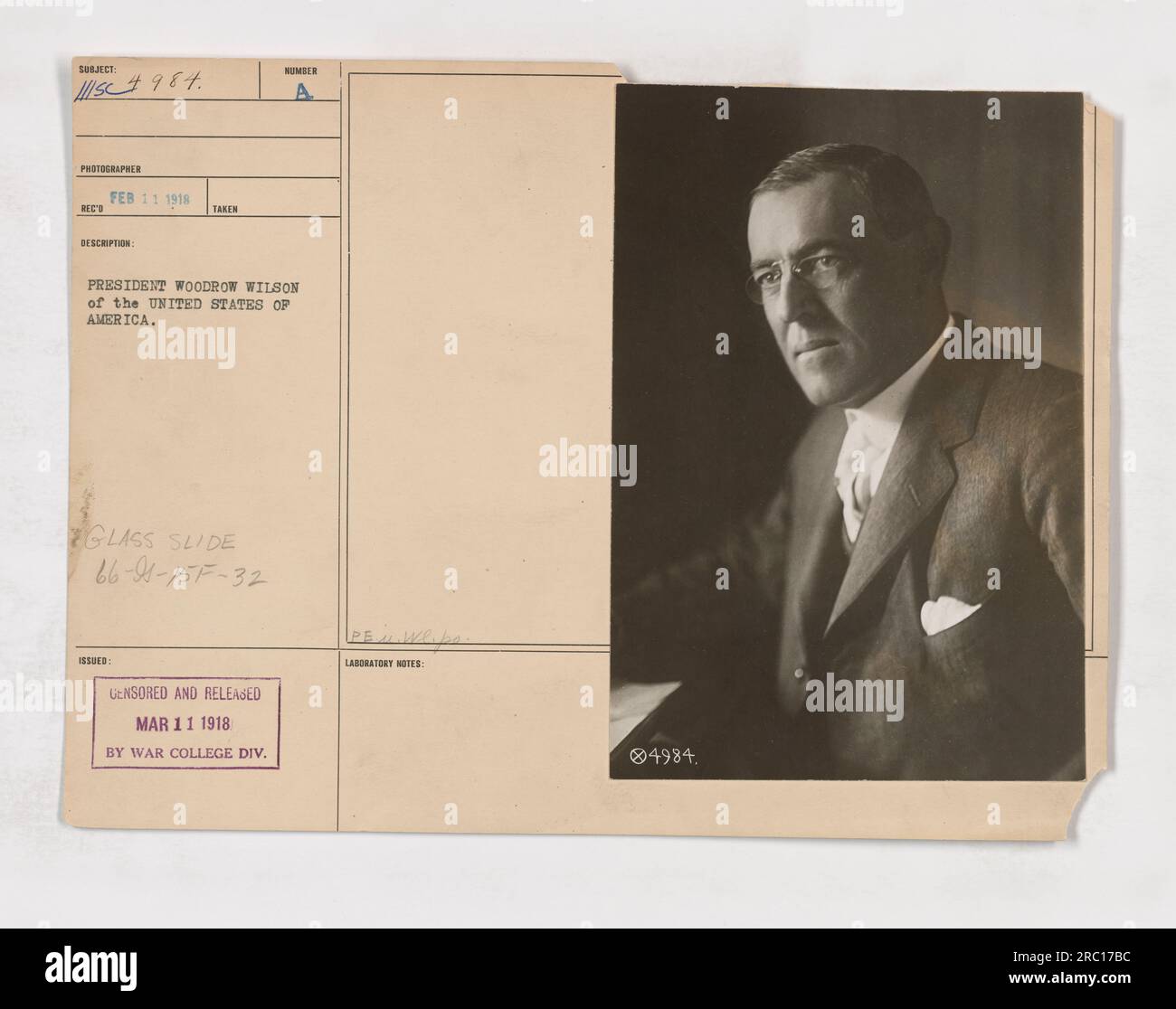 President Woodrow Wilson of the United States of America, in a ...