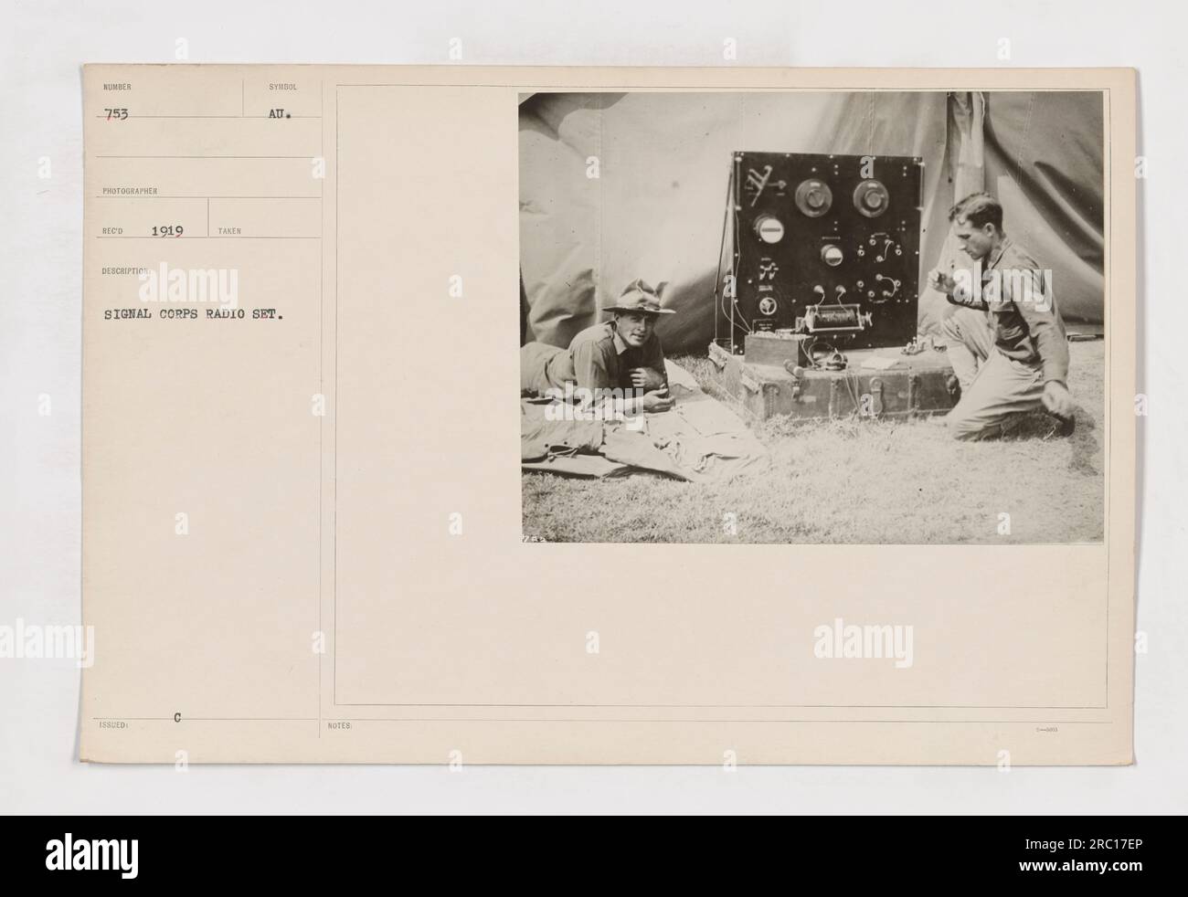 The image shows a Signal Corps radio set labeled "NUMBER -753." The ...