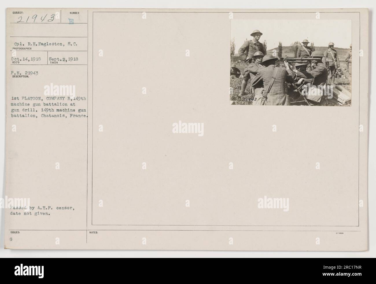 "Corporal R.H. Eagleston of the Signal Corps captured this photograph ...