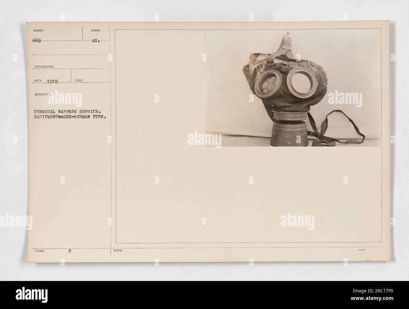 German gas masks used by the Chemical Warfare Service during World War ...